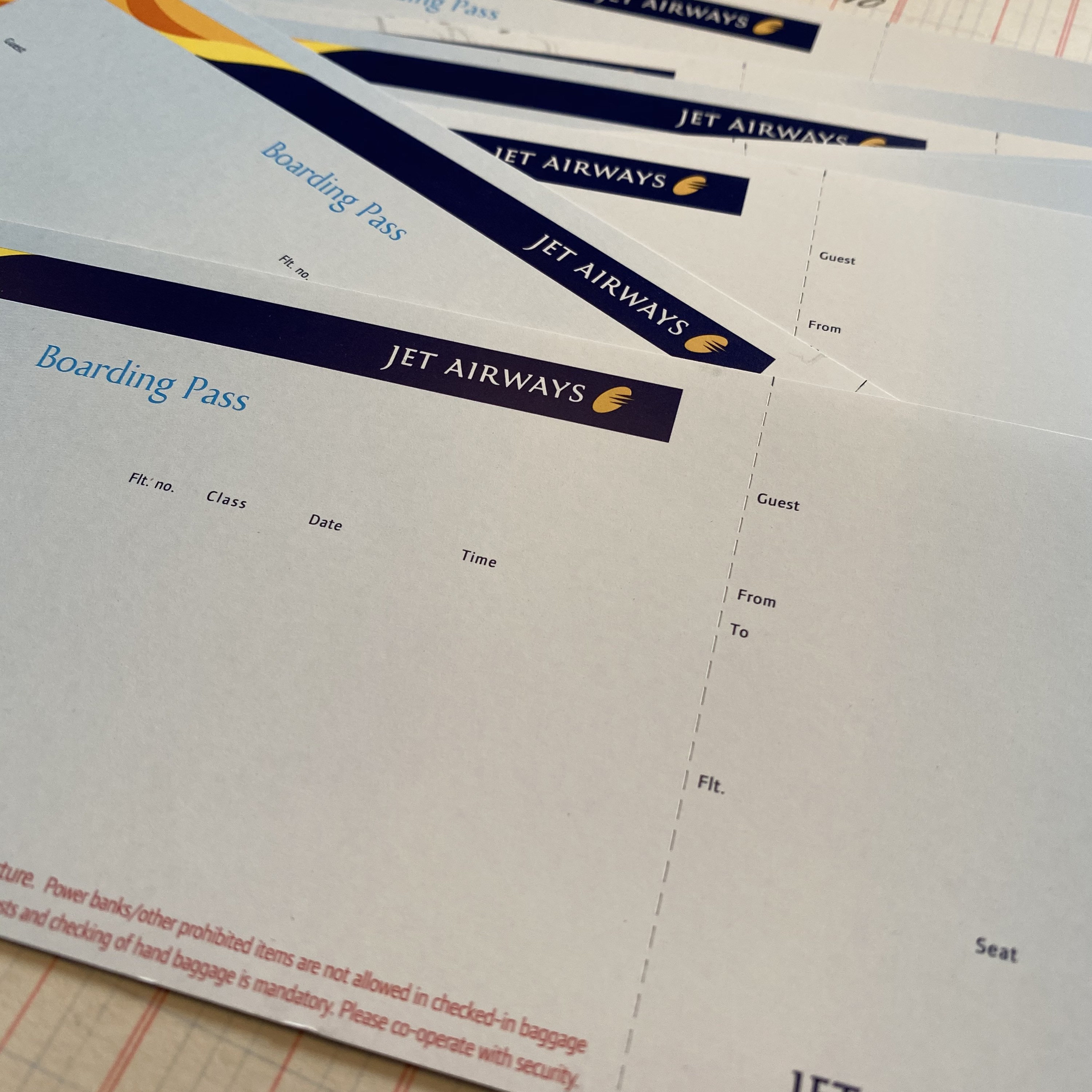 12 Original Boarding Passes Jet Airways | Etsy New Zealand