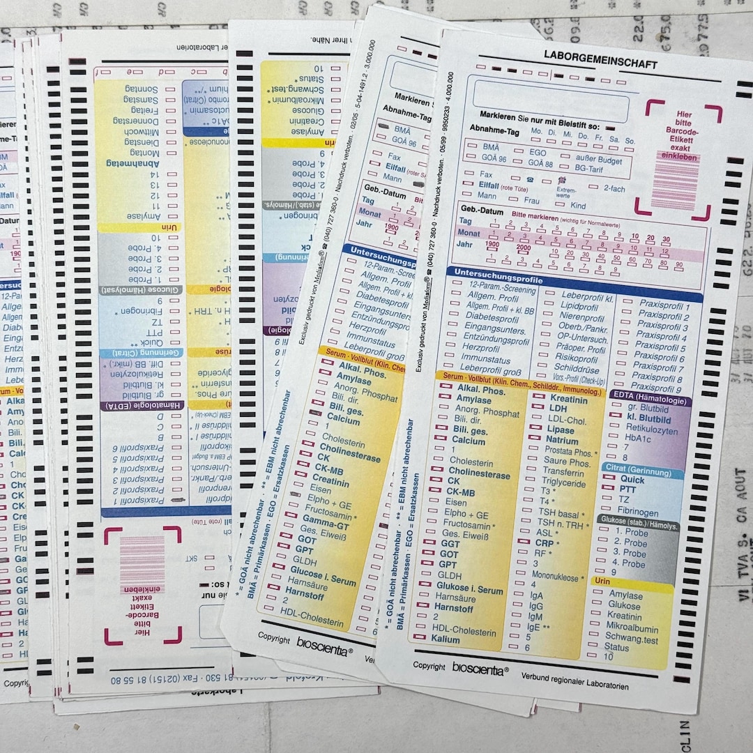 Old Laboratory Card for Blood Tests - Etsy