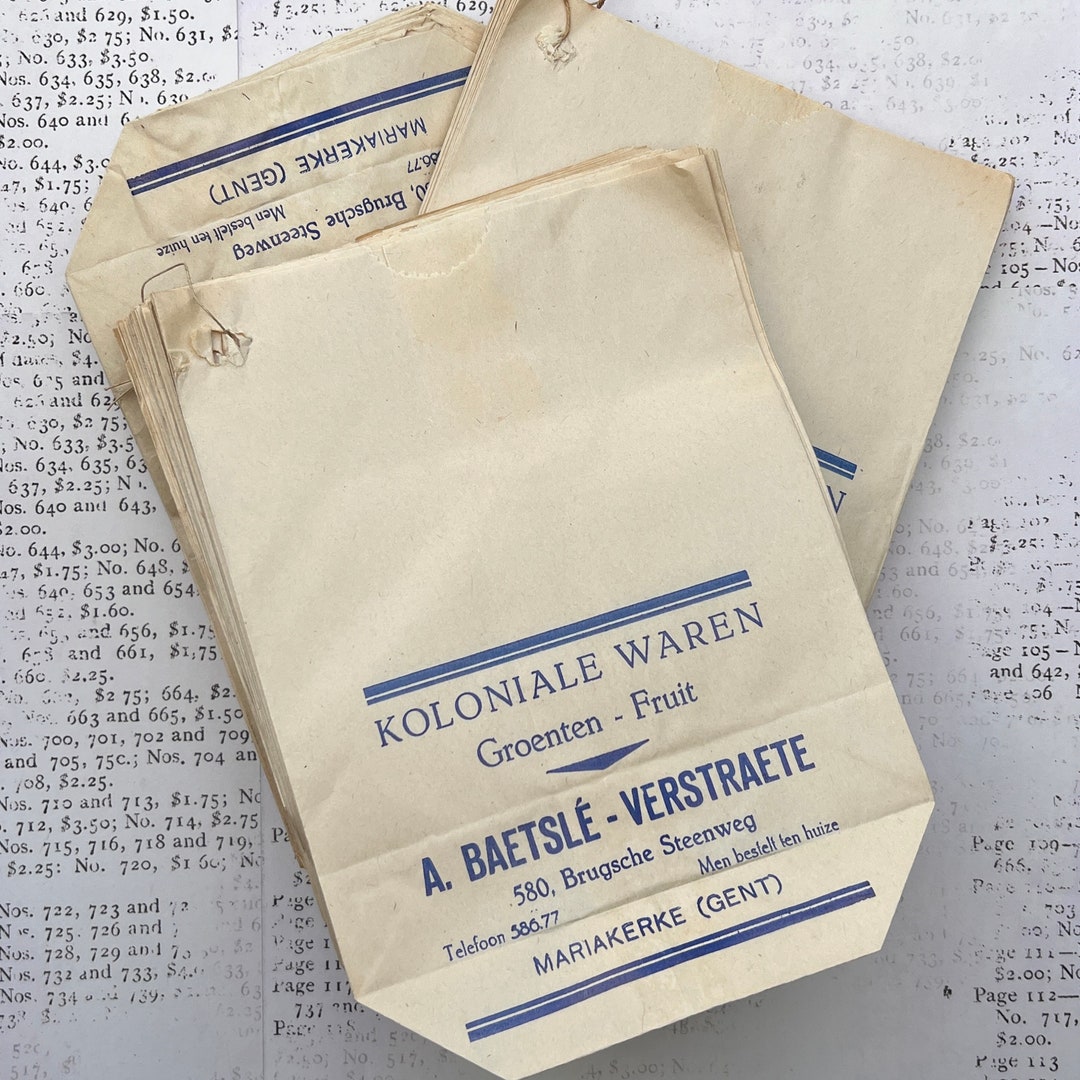 Vintage Paper Bags From Greengrocer Shop - Craft Color Bags From Europe ...