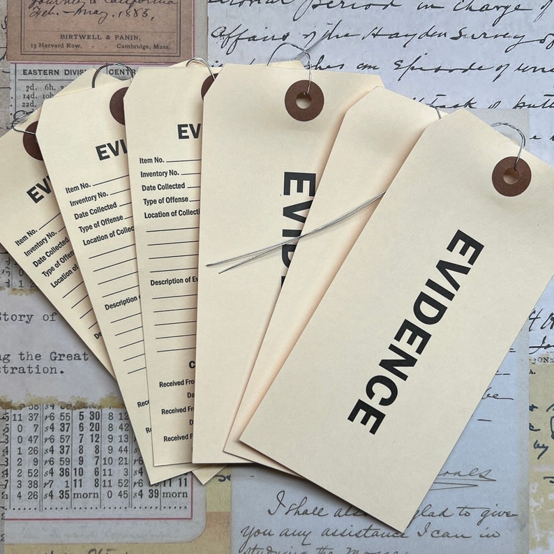 Set of 6 Evidence- Police Journaling Tags. Ephemera Junk Journal ...
