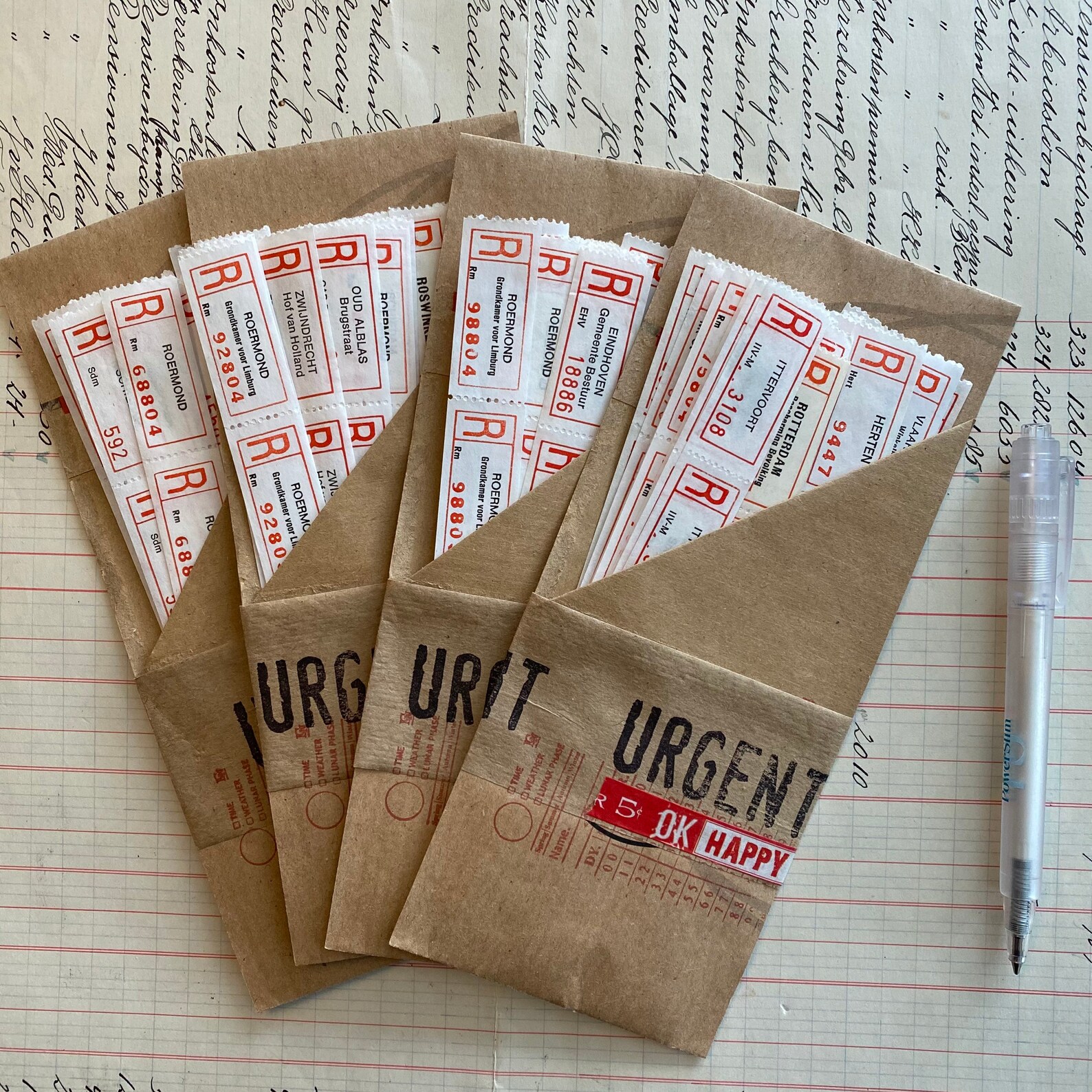 Vintage Registered Postage Mail Labels Strips of 4. - Etsy