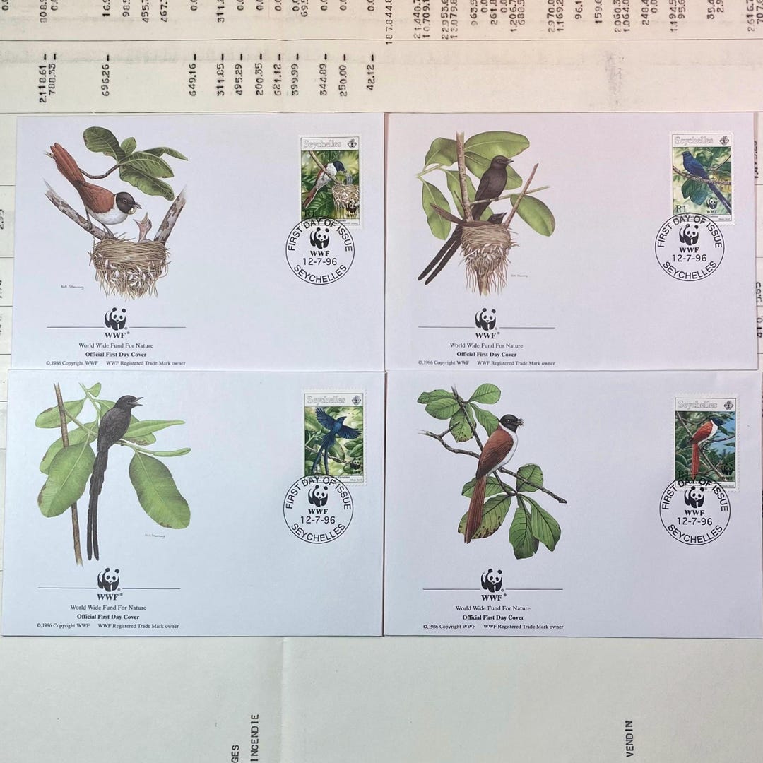 Beautiful WWF Envelopes With Matching Stamps. Set of 4 Official First ...