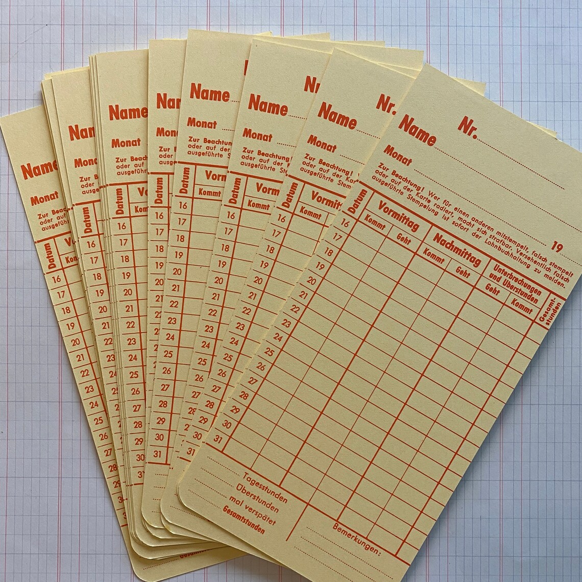 Vintage Time Registration Cards From Germany. Journaling Cards ...