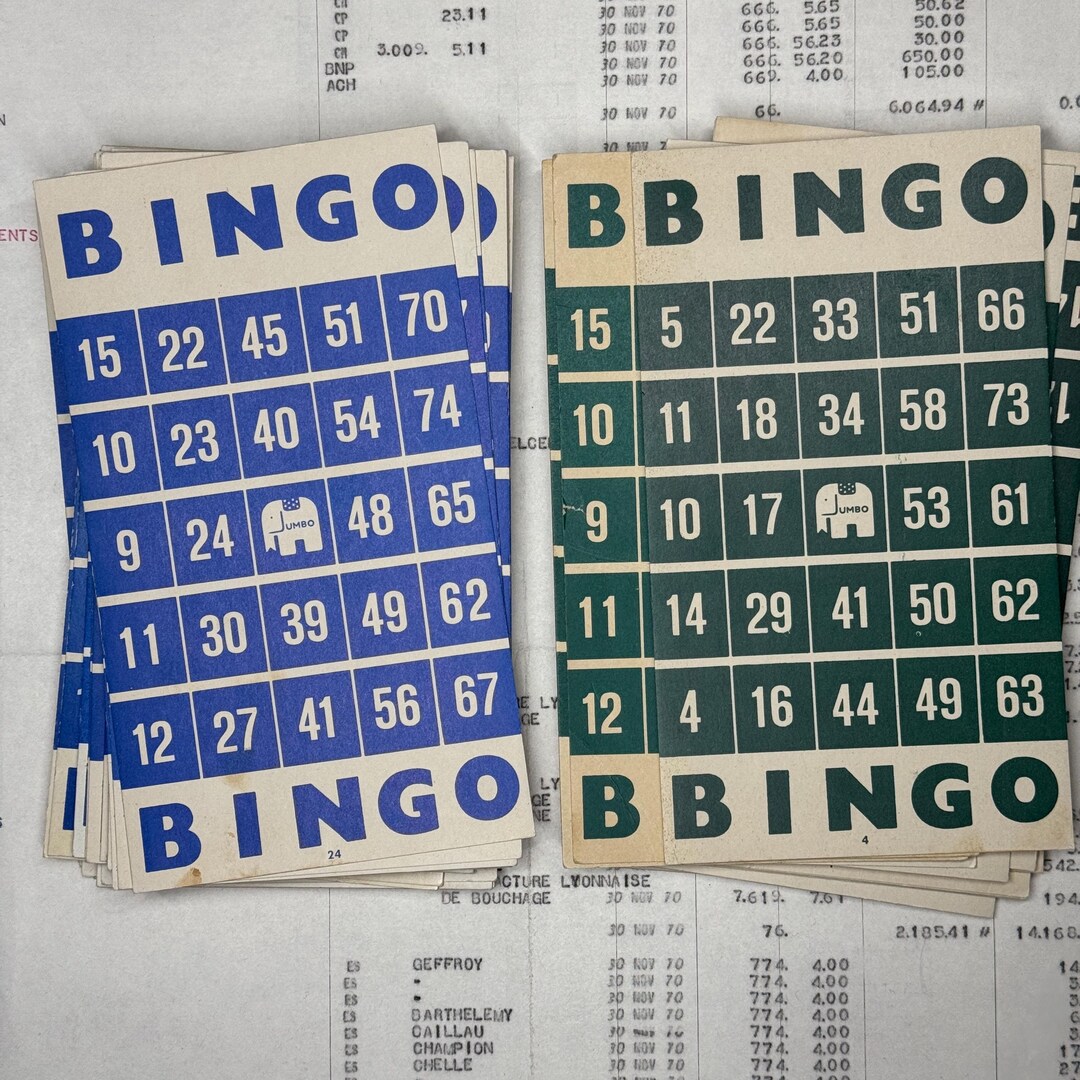 Bingo Game Cards Vintage. Retro Bingo Cards, Green, Blue. - Etsy