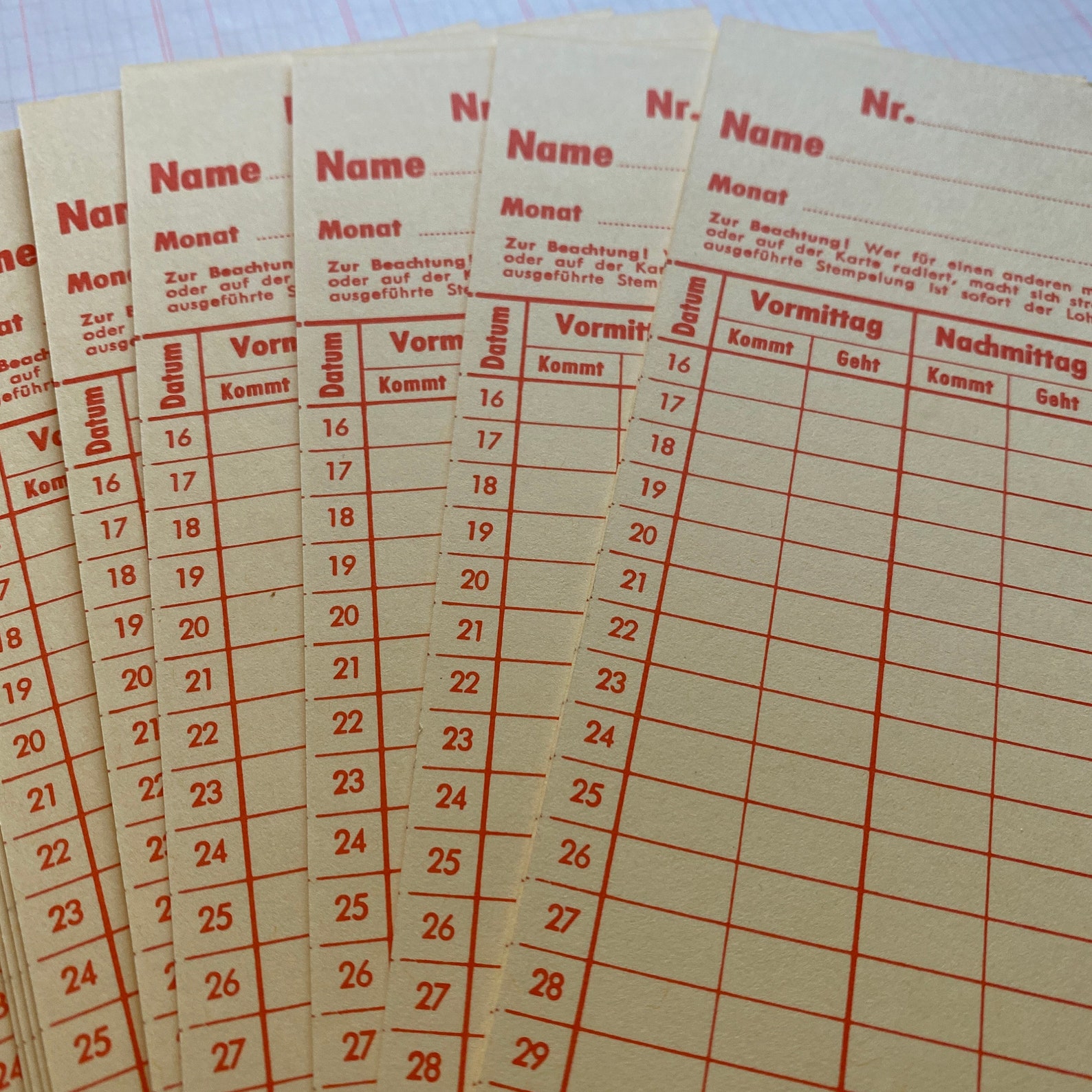 Vintage Time Registration Cards From Germany. Journaling Cards ...