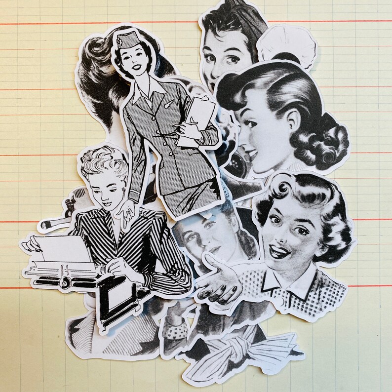 Vintage Inspired Stickers. Retro Headshot Illustrations Black - Etsy