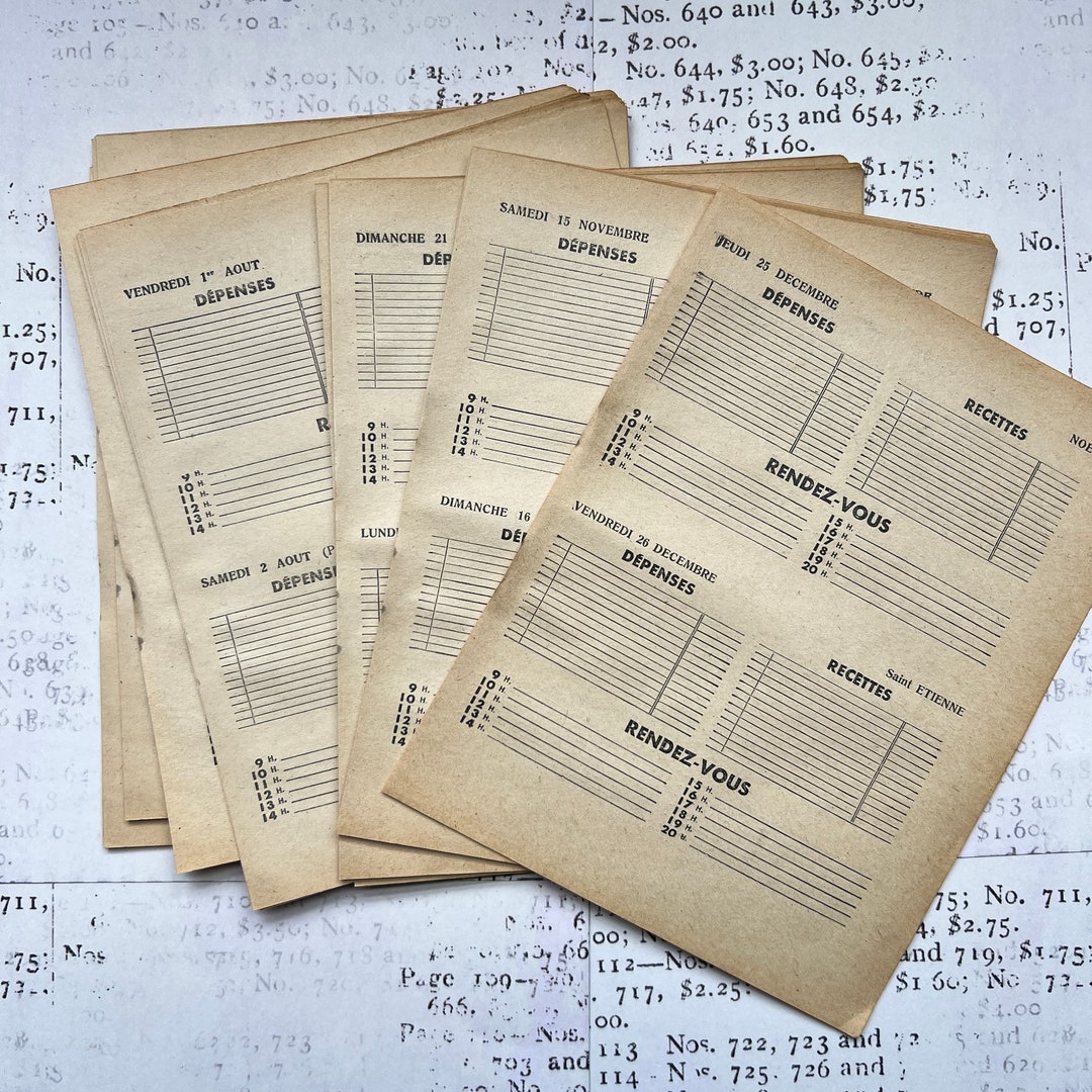 6 Vintage 1947 Calendar Sheets, Vintage Calendar Pages From France - Etsy