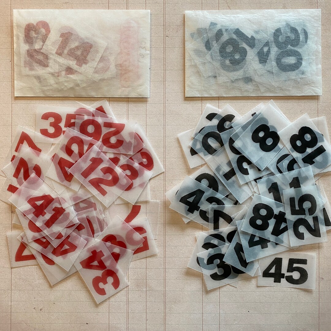 Vintage Inspired Black | Red Numbers on Vellum Paper - Etsy