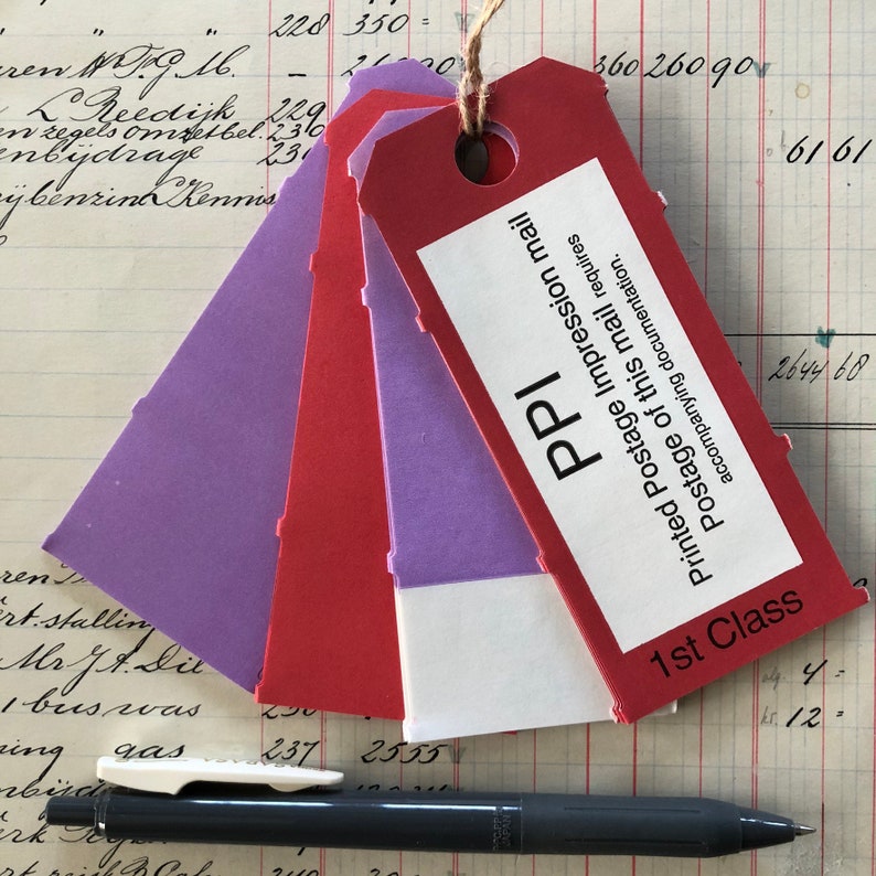 20 x Royal Mail Tags UK Postal services red & purple tags | Etsy