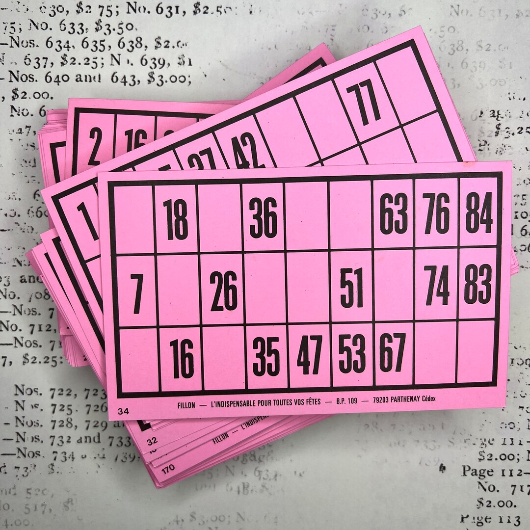 Pink Bingo Game Cards From France. Retro Style, Vintage Inspired. - Etsy