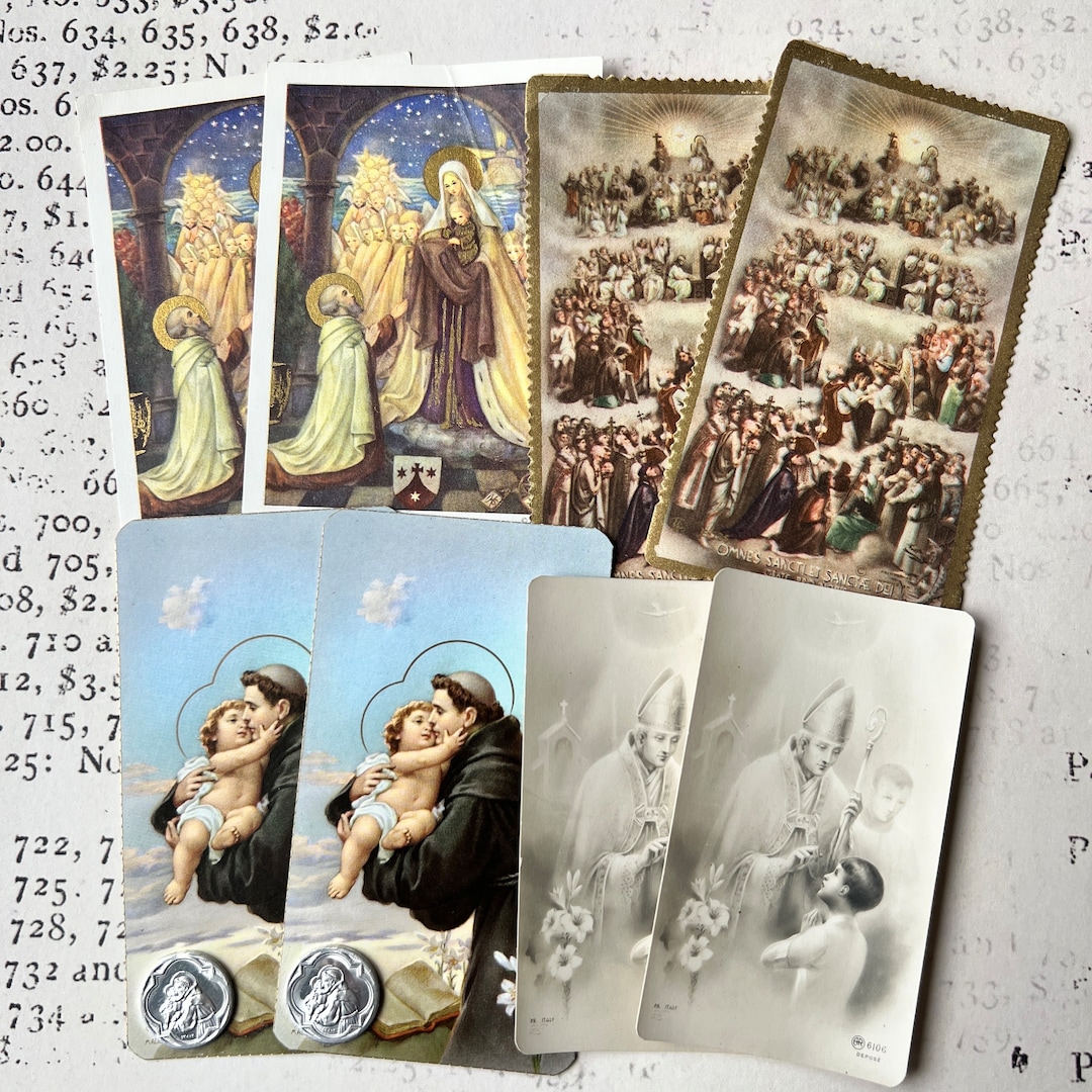 Cards With Vintage Religious Illustrations. Set of 8, 4 Designs. Holy ...