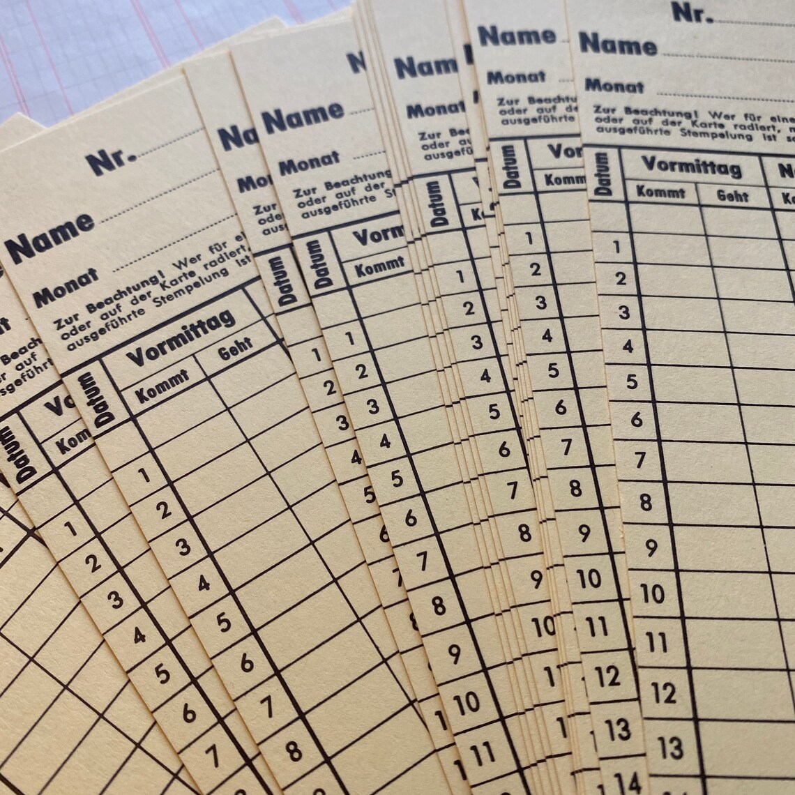 Vintage Time Registration Cards From Germany. Journaling Cards ...