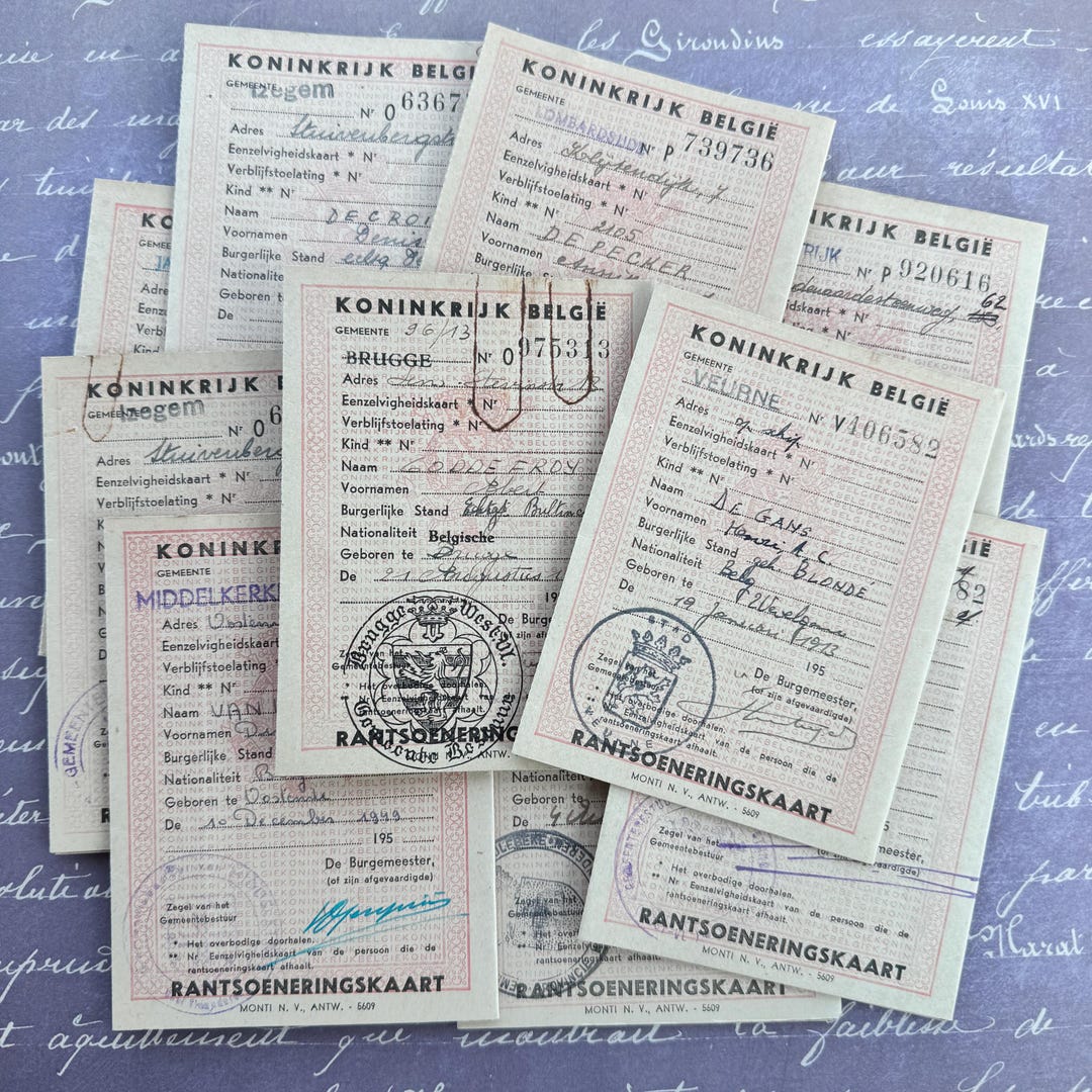 Vintage RATION CARDS. Food Distribution Cards From Europe / Belgium ...