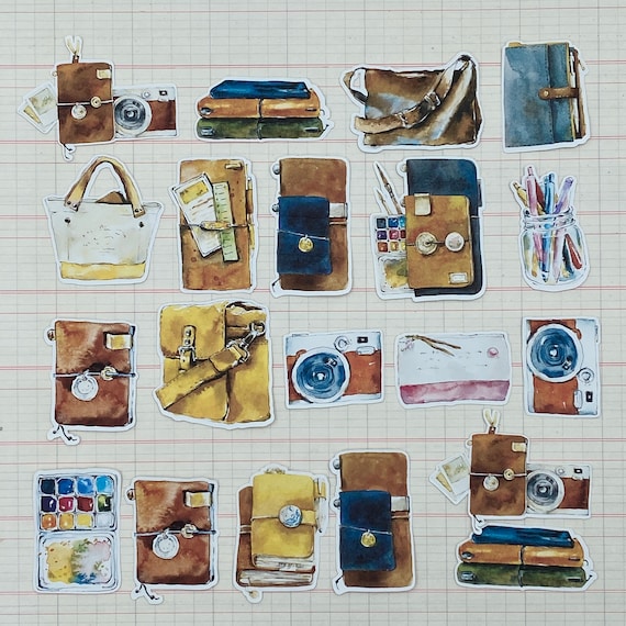 Travelers Notebook Stickers Watercolor Design. - Etsy