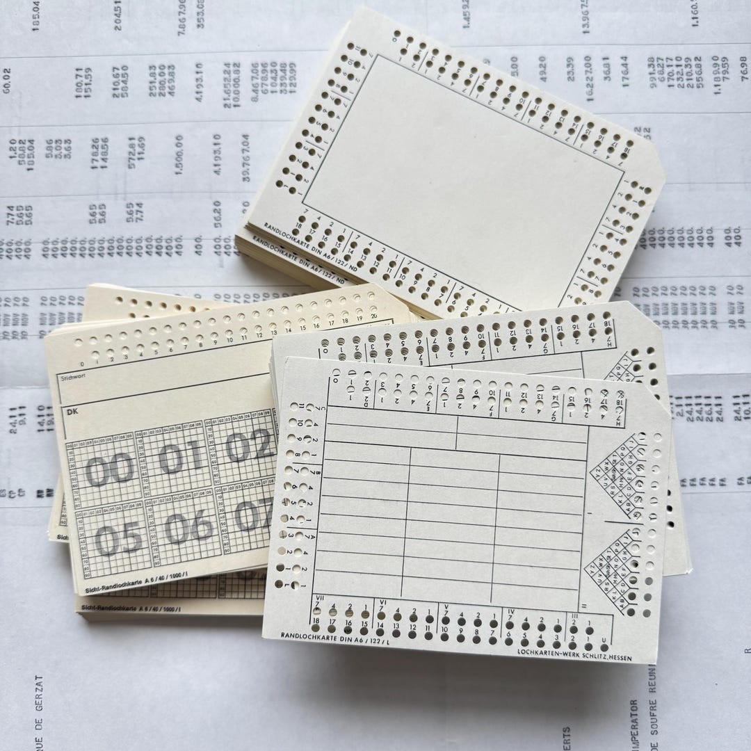 Set of 3 Border Punched Cards - Vintage Edge Punch Cards - Notched ...