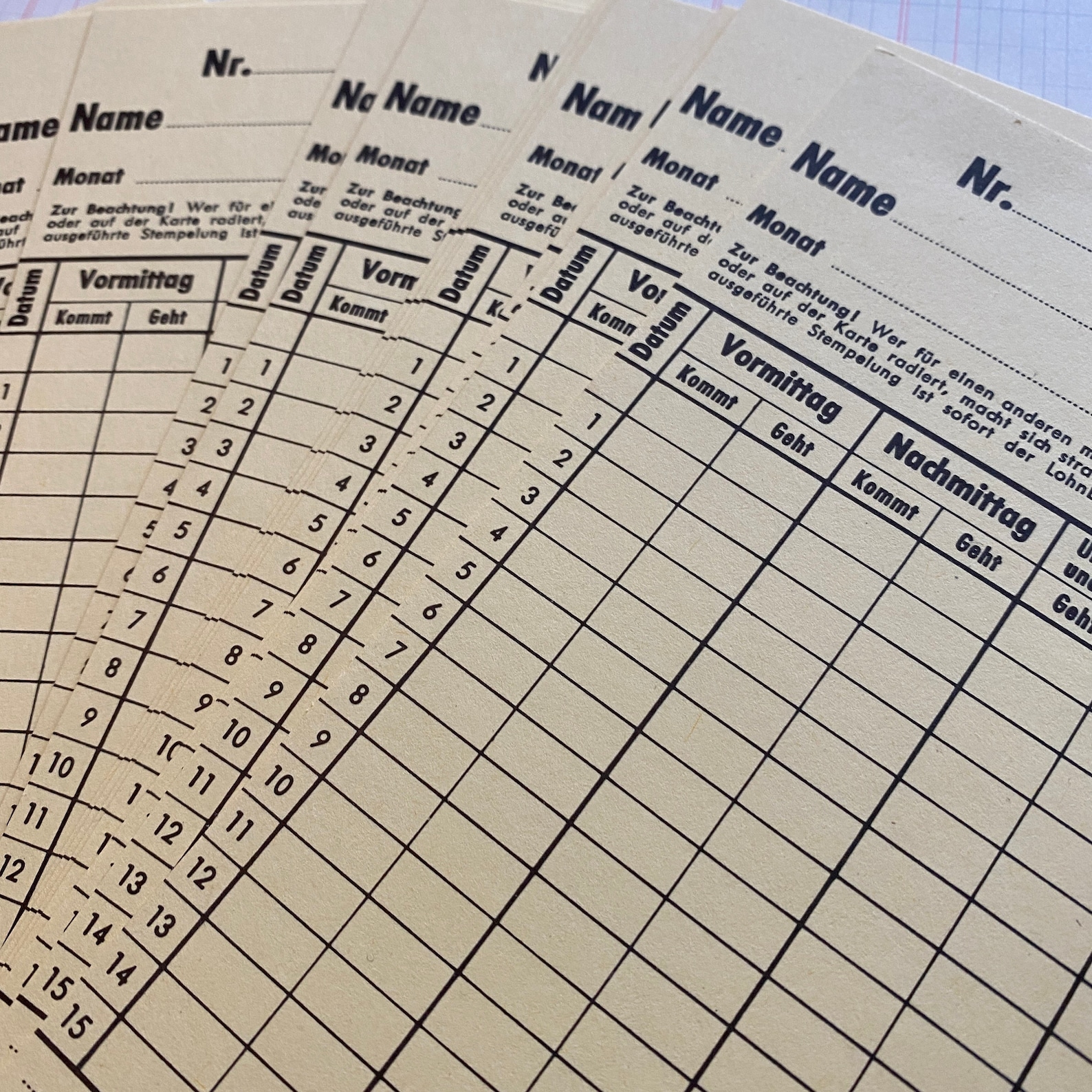 Vintage Time Registration Cards From Germany. Journaling Cards ...