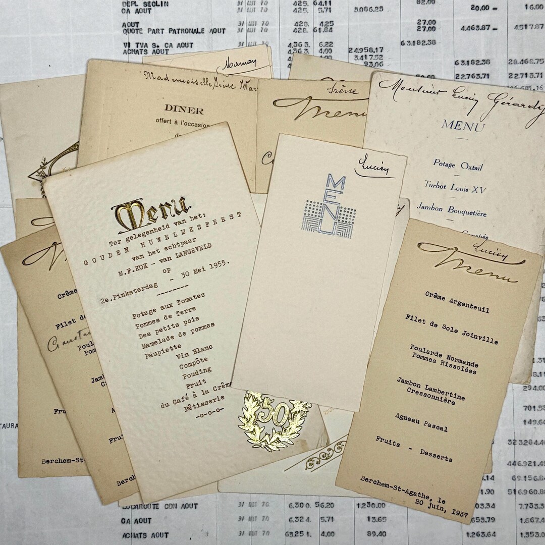 Lot of 16 Vintage Menu Cards, Dated 1928-1955, Old Menu Cards - Etsy