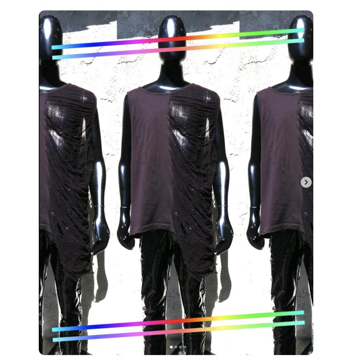 Reversible Hand Shredded Half Destroyed Deconstructed Tank Top ( Unisex ...
