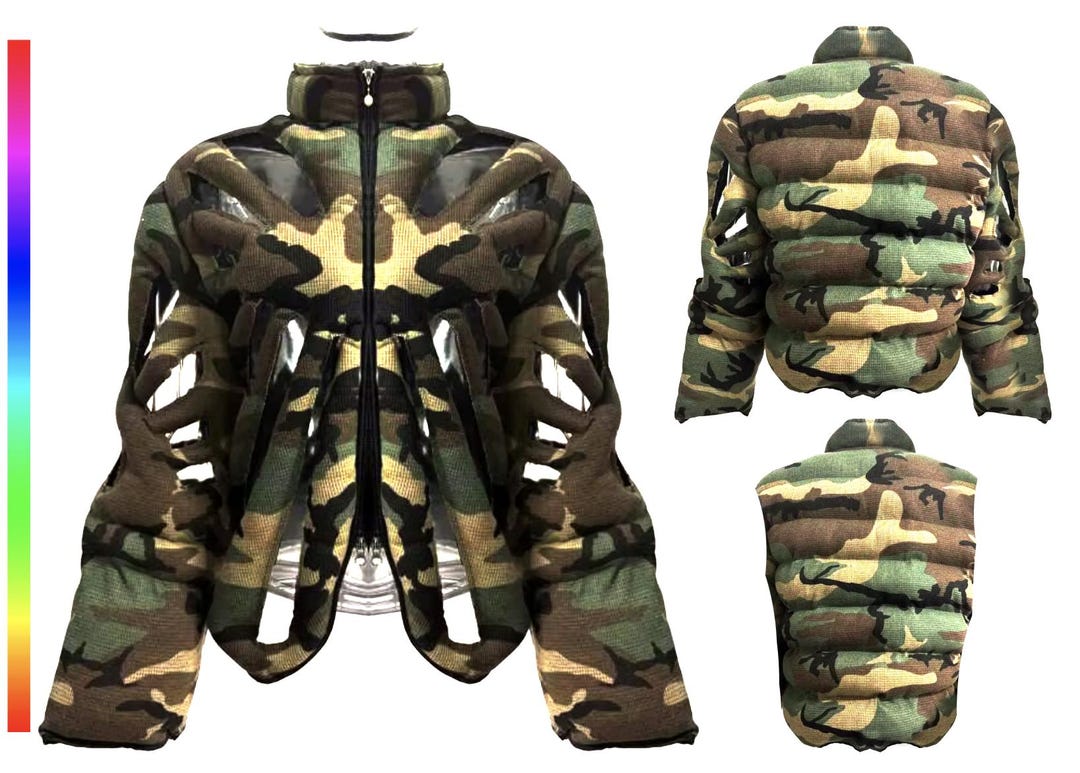 Skeleton Structural Puffer Jacket Jacket Shell / Vest ( Handmade ) 5 ...