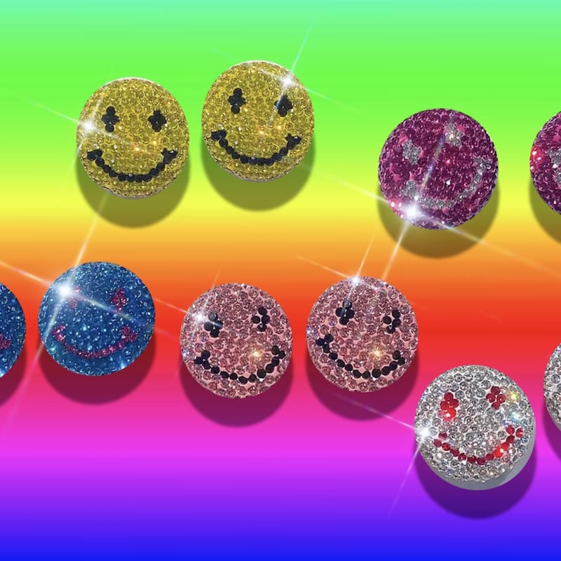 Smiley Diamond Earring - Etsy