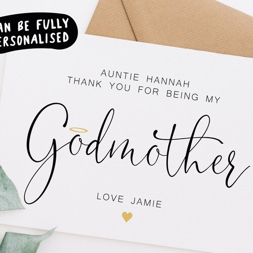 Personalised Thank You For Being My Godmother Card Godfather Etsy Uk