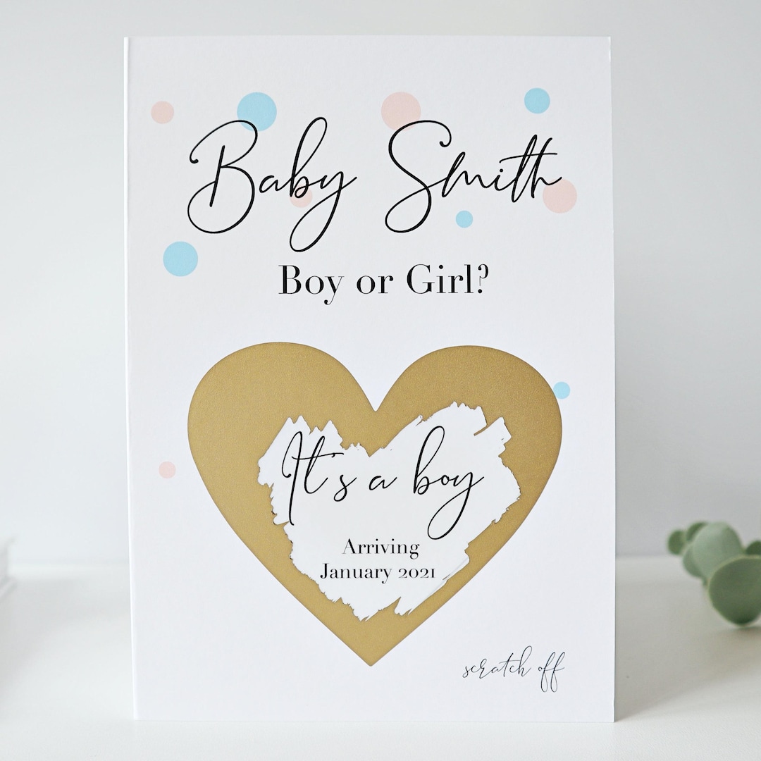 Gender Reveal Card, Gender Reveal Scratch Card, Gender Reveal Ideas ...