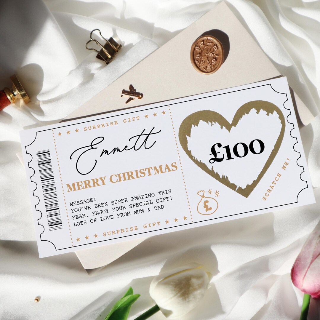 Personalised Gift Voucher, Surprise Money Gift Token, Christmas Scratch ...