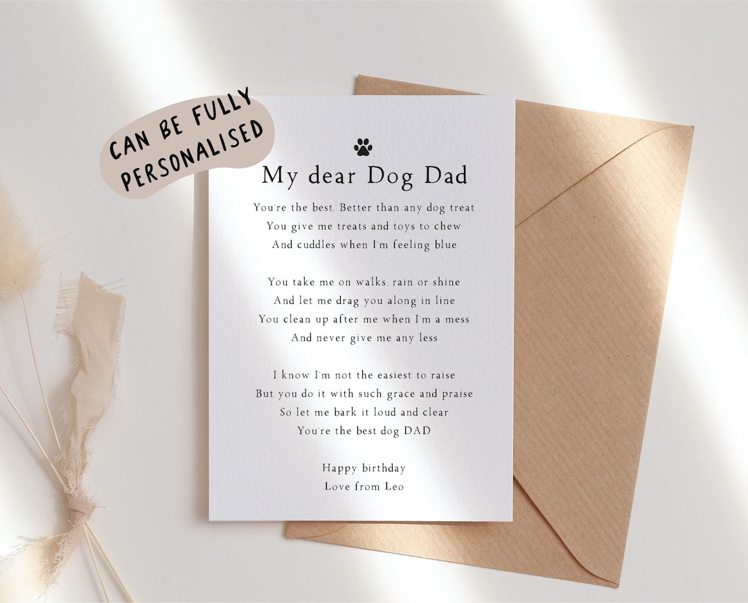 Happy Birthday From the Dog Poem, Dog Dad Birthday Card, Dog Father ...