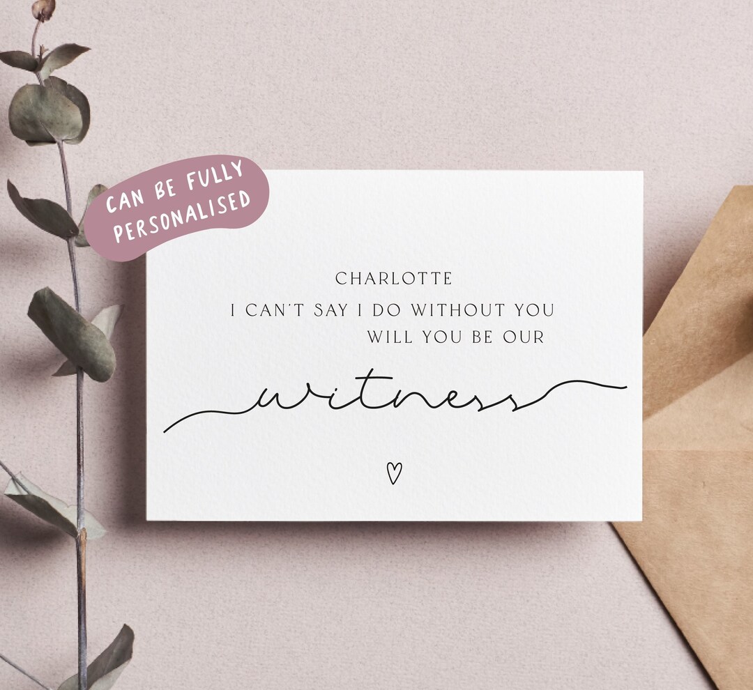 Will You Be Our Witness Card, Personalised Witness Wedding Proposal ...