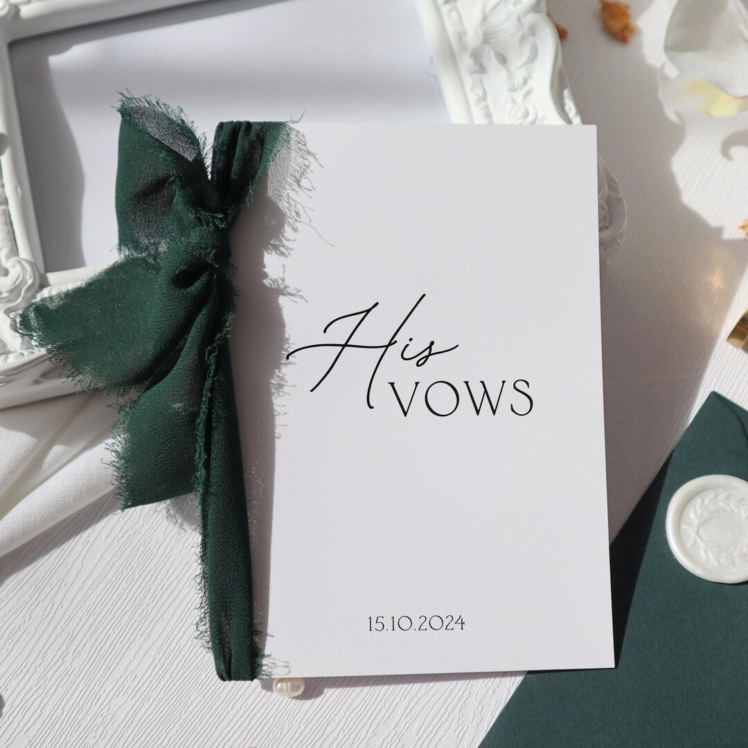 His Vows Card, Personalised Wedding Vows Card, Her Vows Card, His and ...
