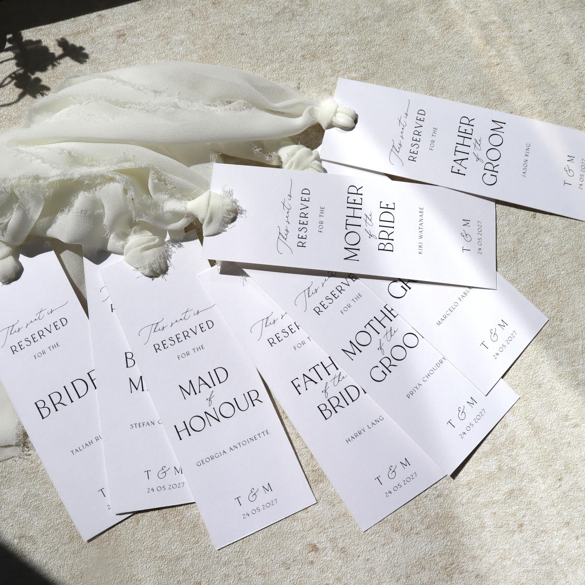 Personalised Reserved Seat Tag, Wedding Ceremony Reserved Seating Tags ...