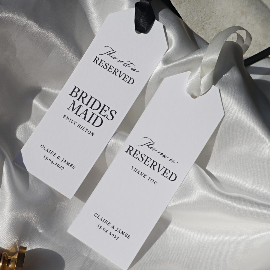 Wedding Reserved Row Tag Personalised, This Row is Reserved, Simple ...