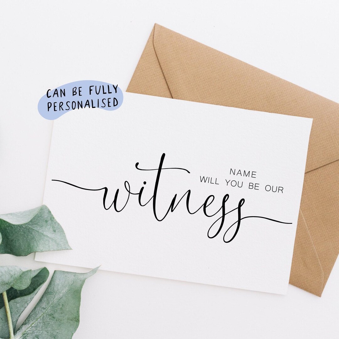 Witness Proposal Card, Personalised Witness Card, Will You Be Our ...