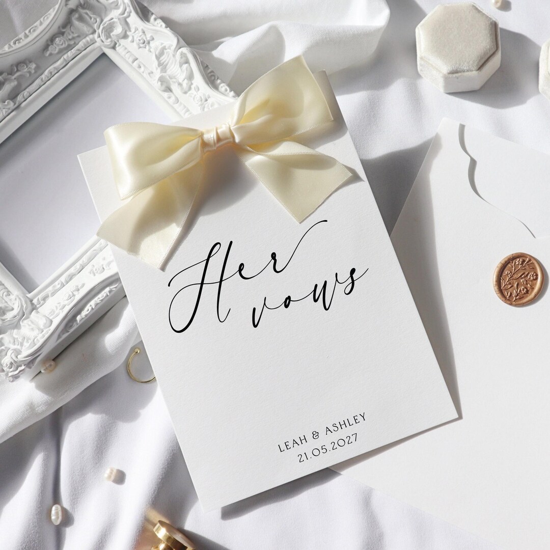 His and Her Vows Card, Her Vows Card, His Wedding Vows Card ...