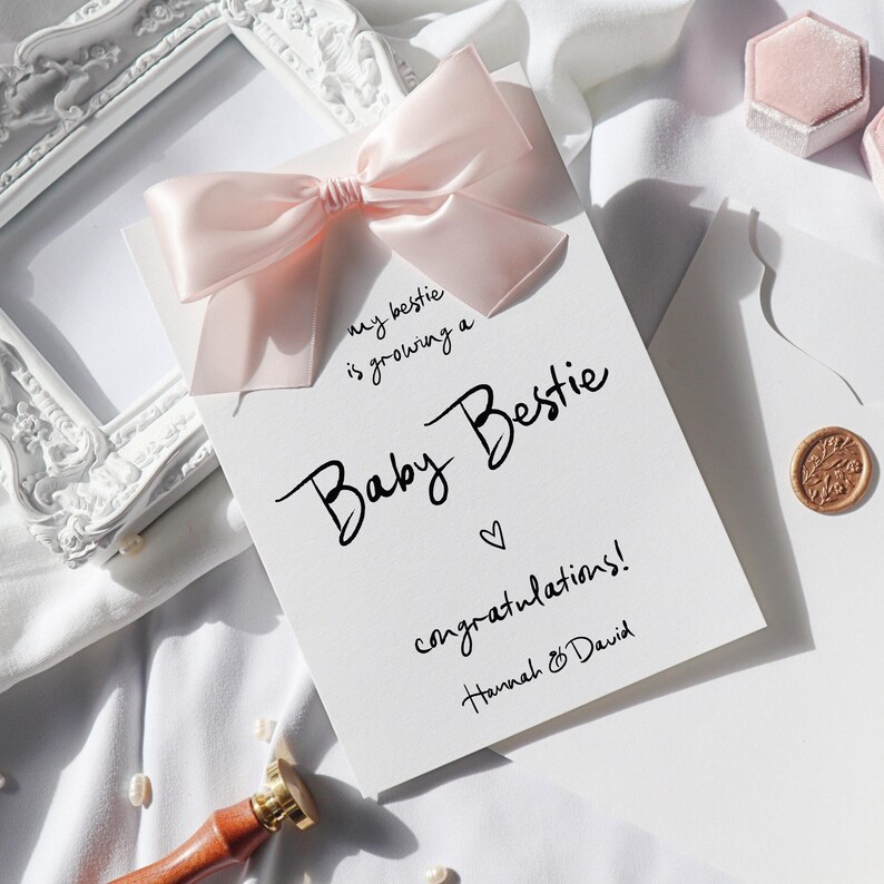 My Bestie is Growing A Baby Bestie Card, Best Friend Baby Shower Card ...