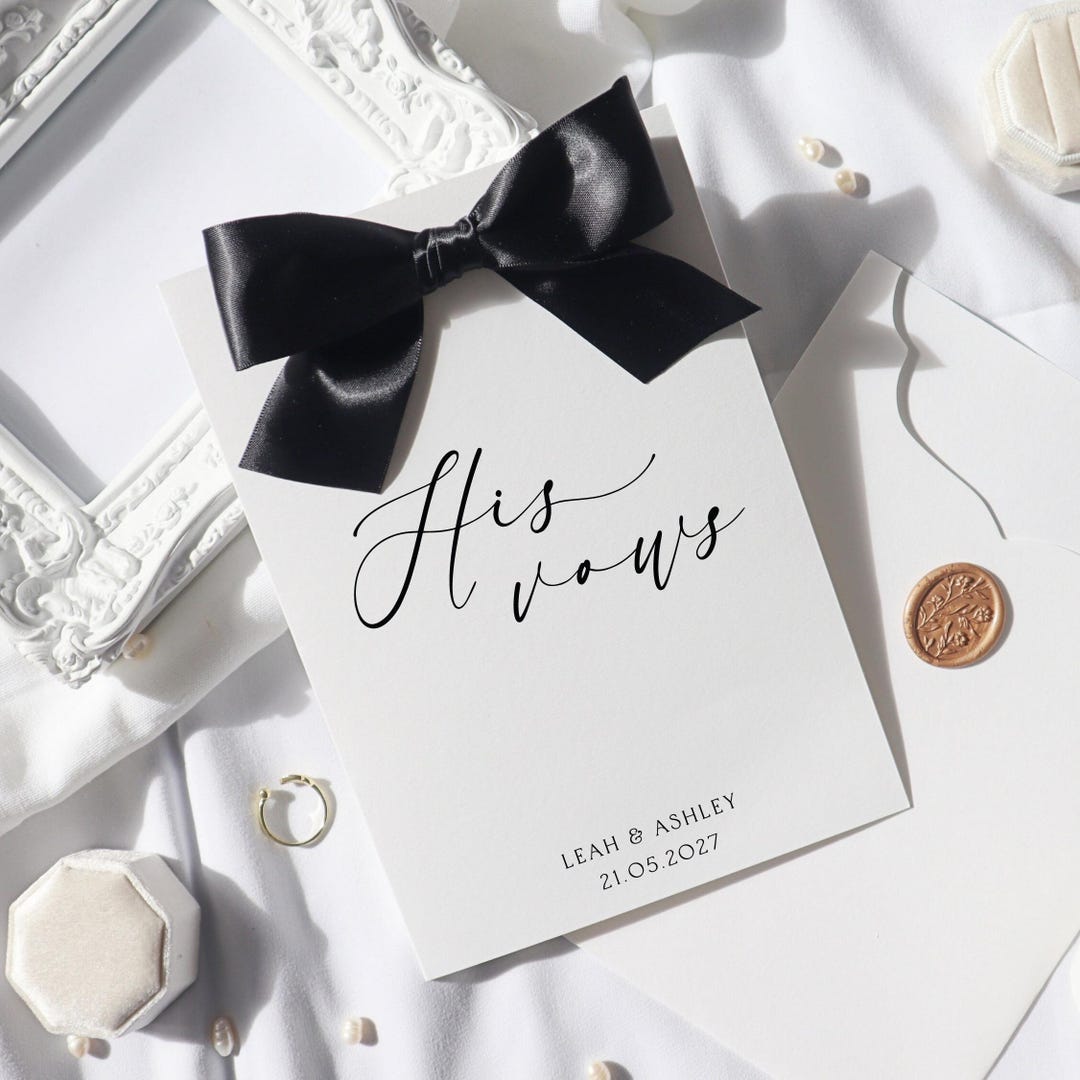 His and Her Vows Card, His Vows Card, Her Wedding Vows Card ...