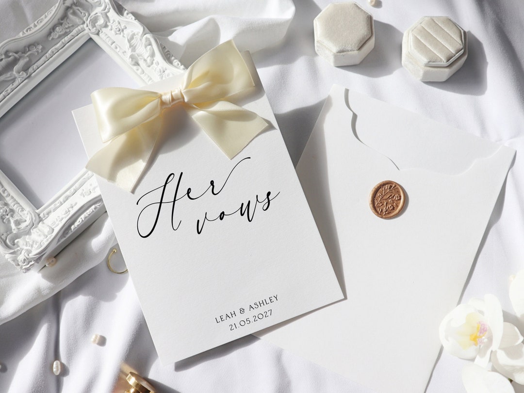His and Her Vows Card, Her Vows Card, His Wedding Vows Card ...