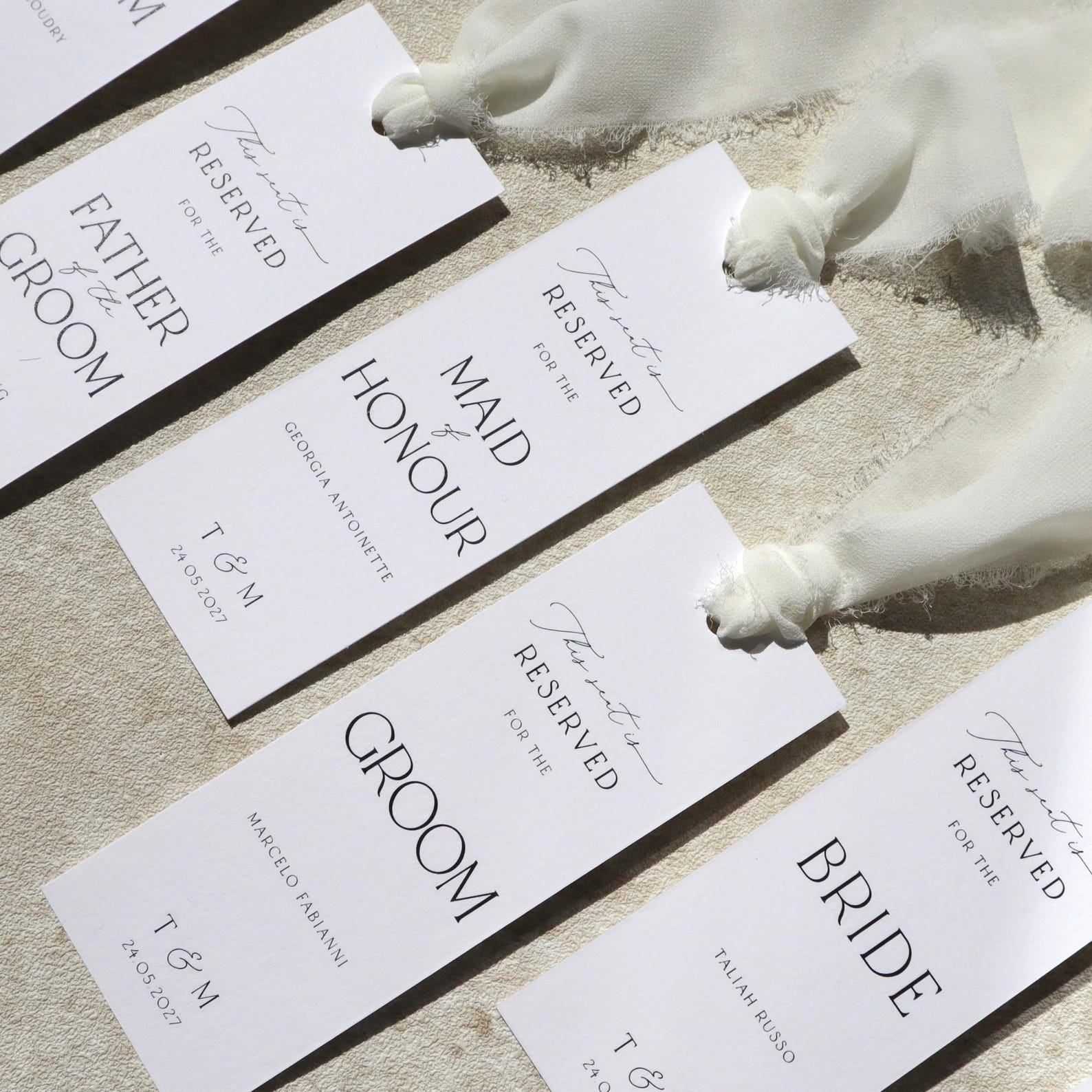 Personalised Reserved Seat Tag, Wedding Ceremony Reserved Seating Tags ...