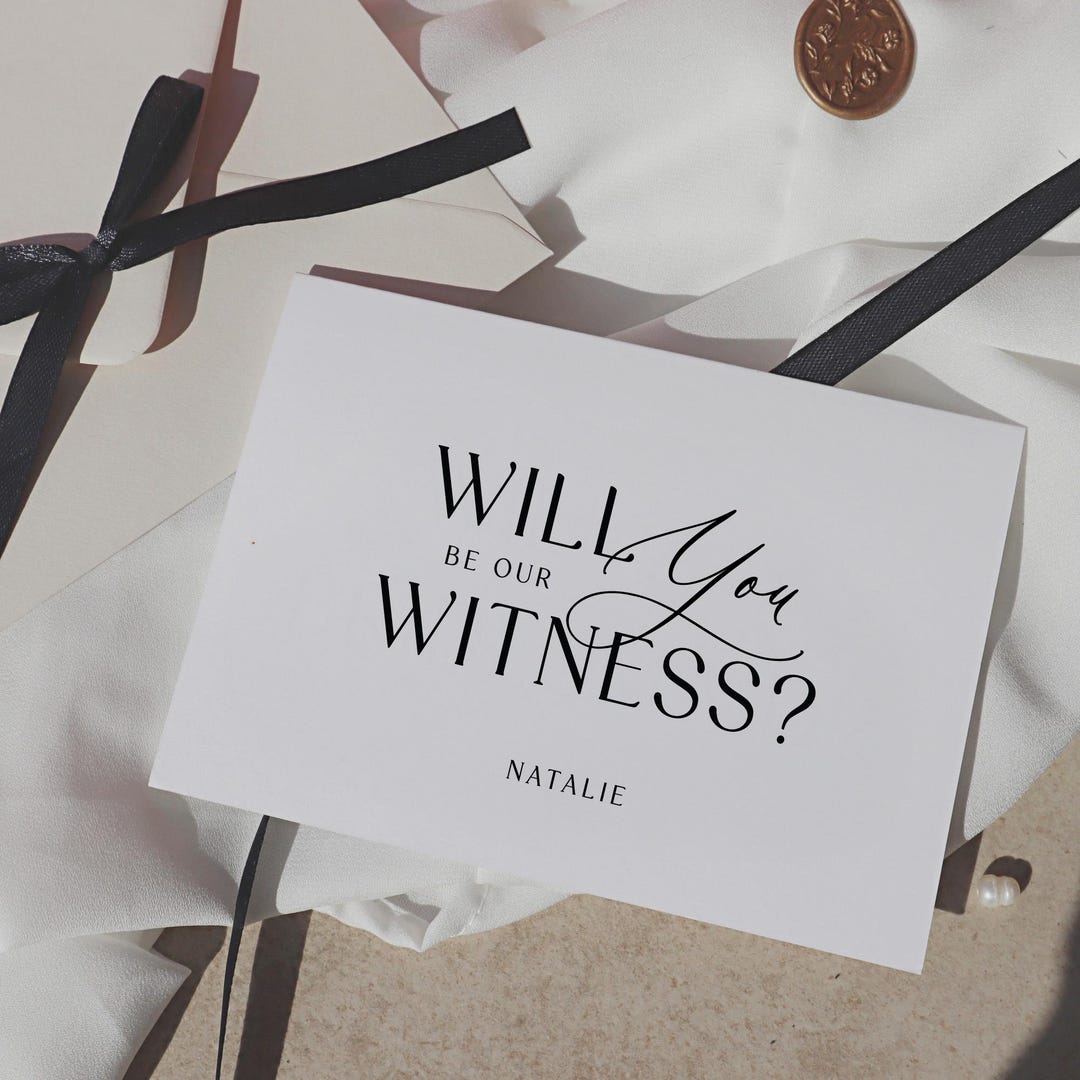 Will You Be Our Witness Card, Wedding Proposal Card, Card for Witness ...