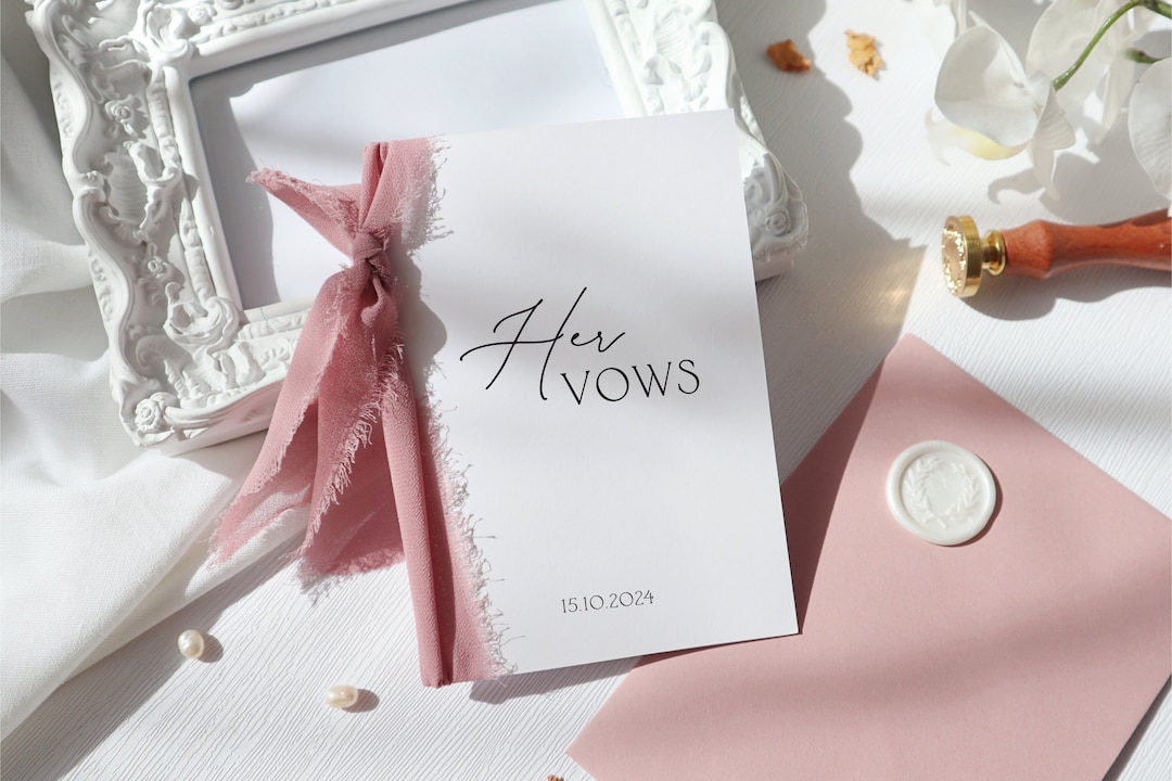 His and Her Vows Card, Her Vows Card, Wedding Vows Card, His & Hers Vow ...