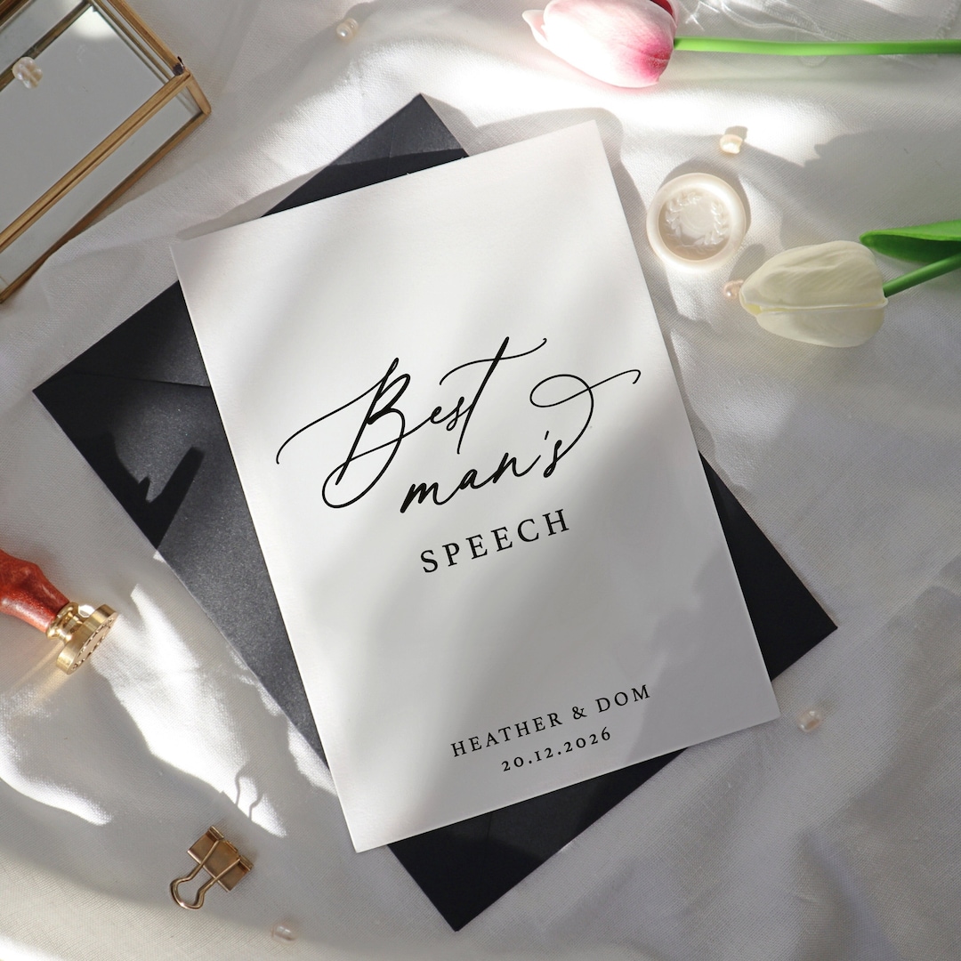 Personalised Wedding Speech Card, Personalised Best Man's Speech Card ...