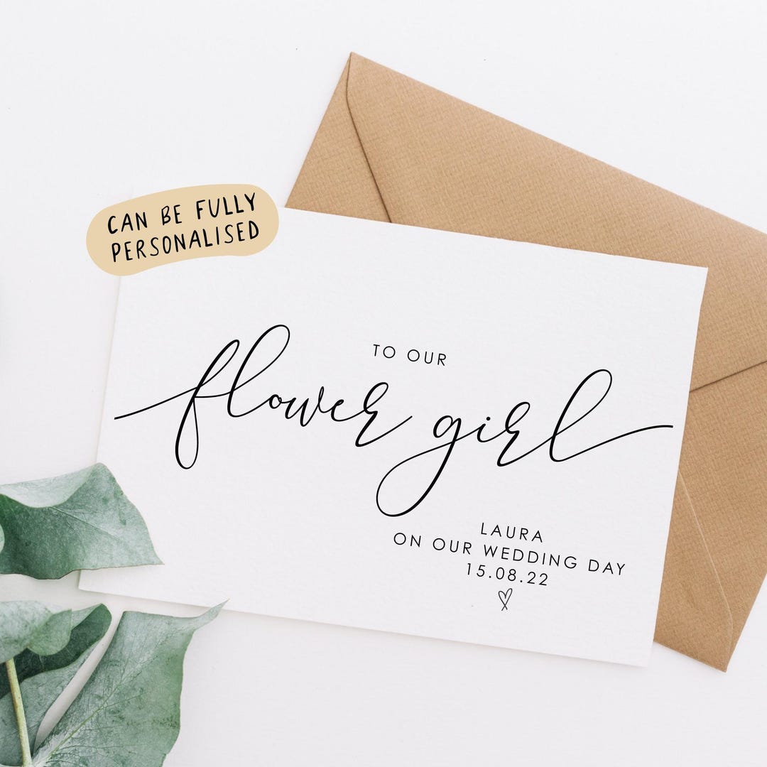 Flower Girl Wedding Day Card Personalised, to Our Flower Girl on Our ...