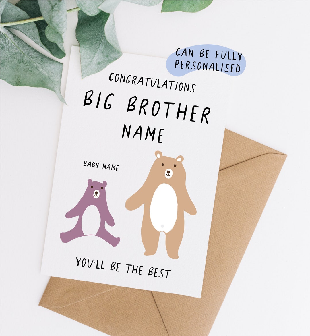 Personalised Big Brother Card Big Brother Card You're - Etsy