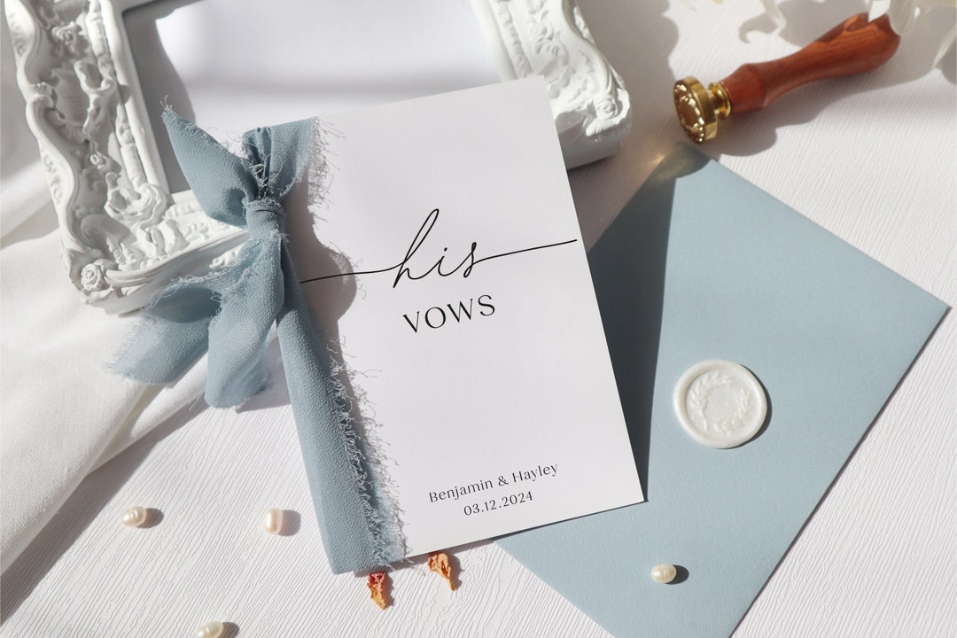 His Vows Card, Personalised Wedding Vows Card, Her Vows Card, His and ...