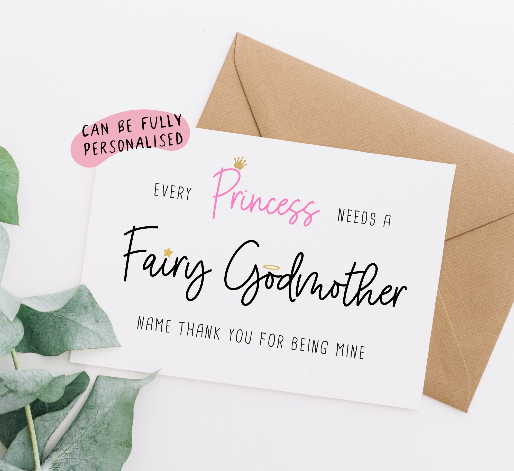 Godmother Thank You Card Thank You Fairy Godmother Card Etsy Hong Kong
