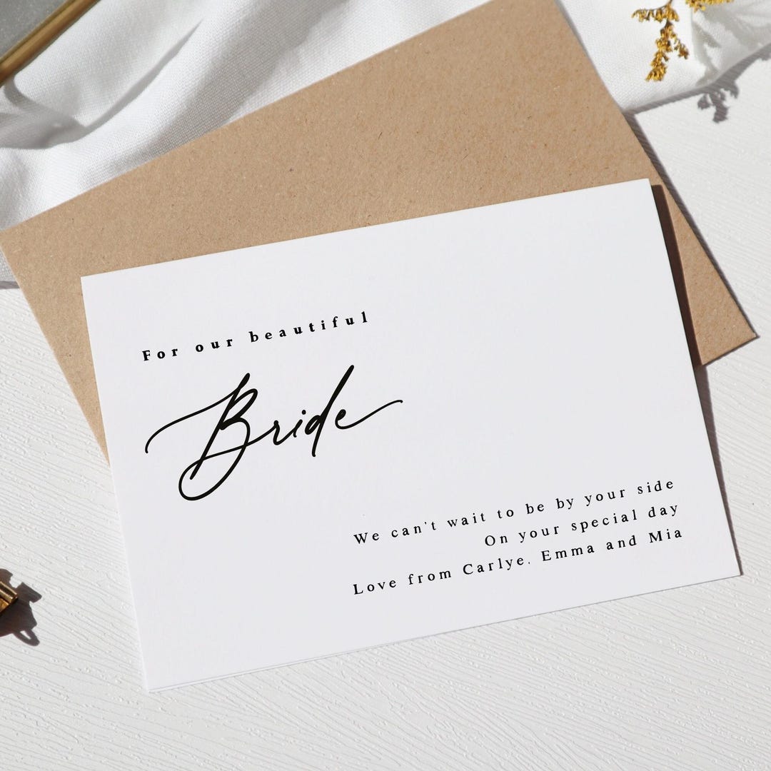 To Bride From Bridesmaid Card, Bride to Be Card, Card to Bride From ...