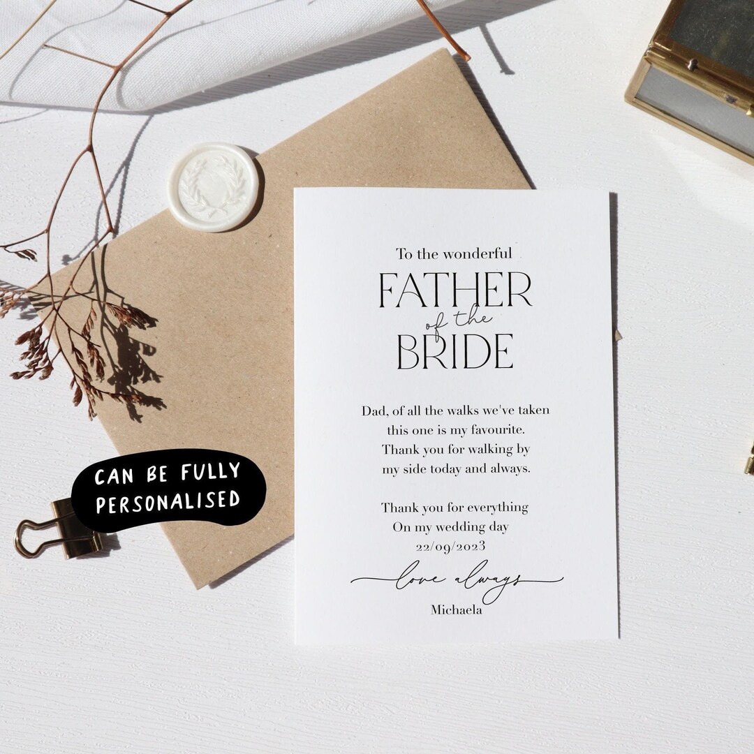 Personalised Father of Bride Card, Personalised Dad Wedding Card ...