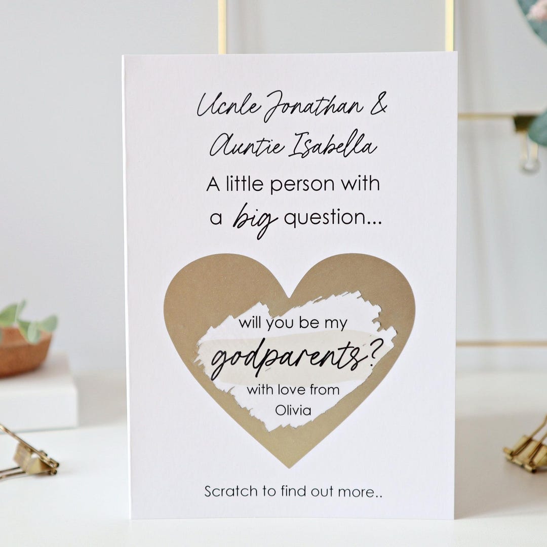 Godparents Scratch Card Personalised, Personalised Godparent Card, Will ...