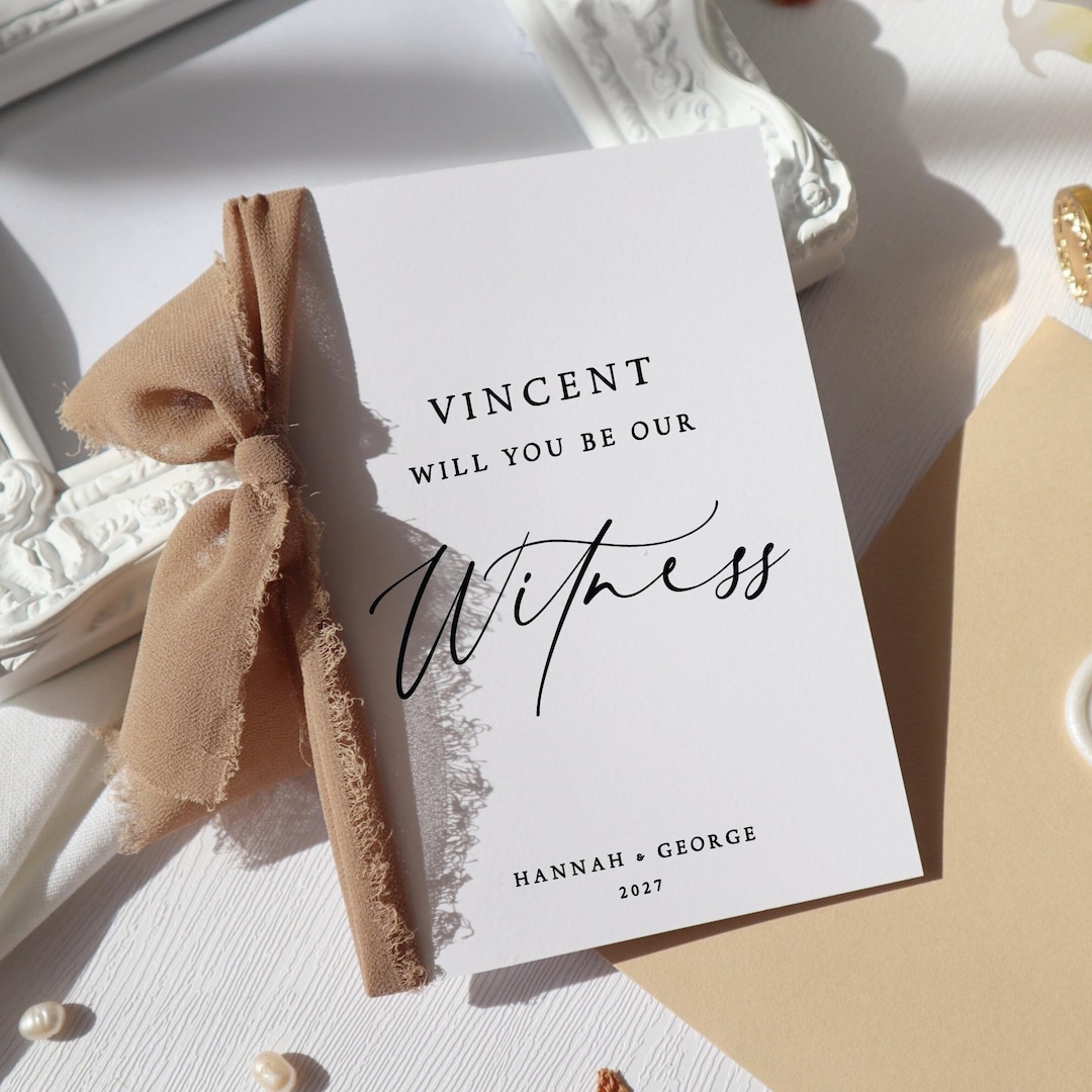 Will You Be Our Witness Card, Witness Wedding Proposal Card ...