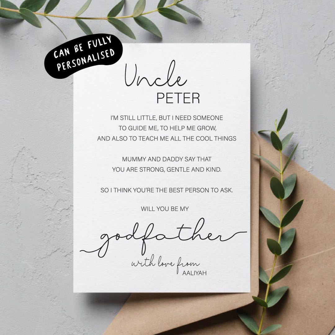 Will You Be My Godfather Card, Be My Godfather Card, Godfather Proposal ...